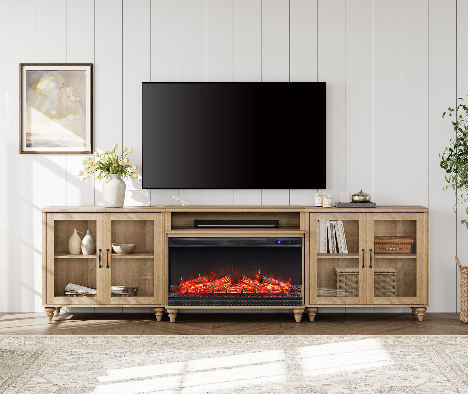 Charlton Home Scarlett TV Stand With 36" Electric Fireplace For Tvs Up To 100'', Home ...